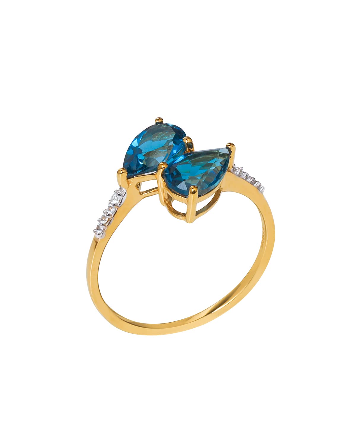 YoTreasure 2.09 Ct. London Blue Topaz White Sapphire 10kt Yellow Gold Engagement Ring