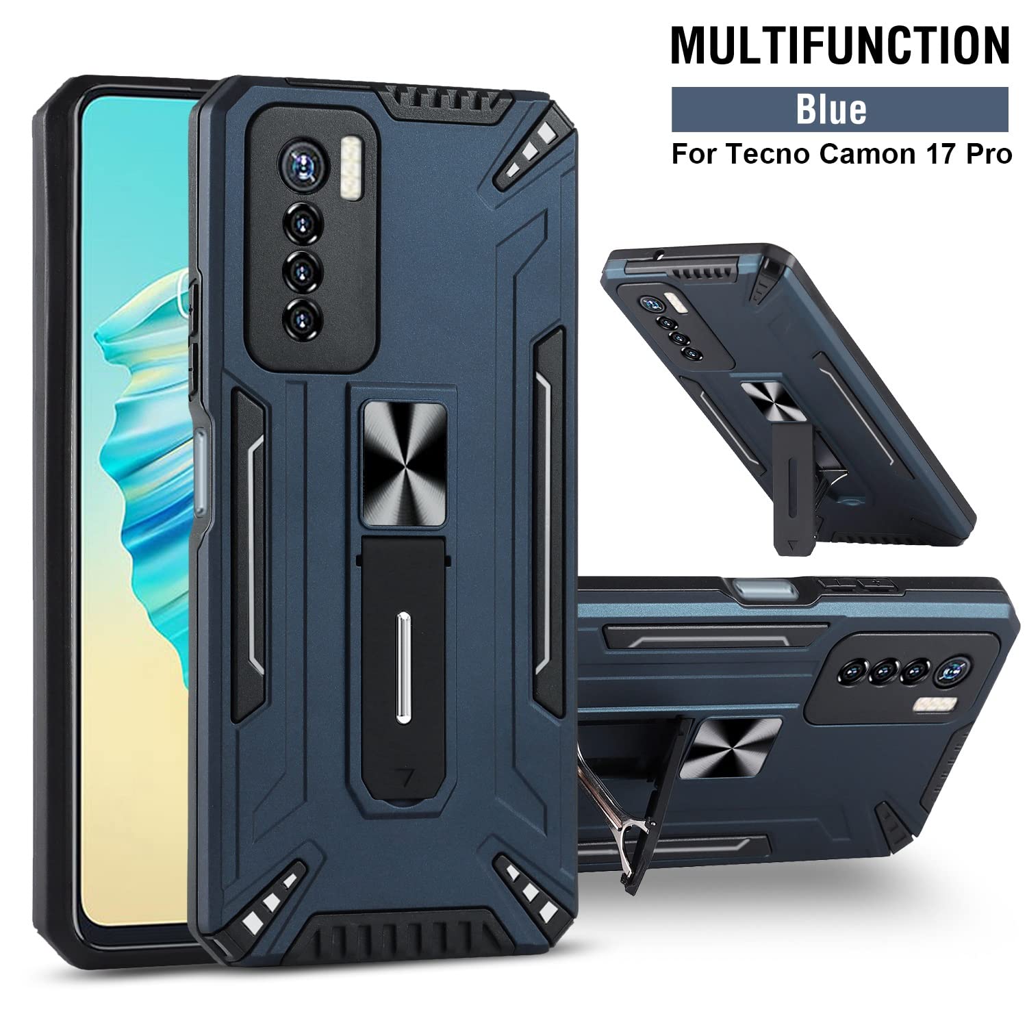 ZHANGUO Mobile Phone Case Bag Case for Tecno Camon 17 Pro, for Tecno Camon 17 Pro Case Heavy Duty Shock Absorption Full Body Blue