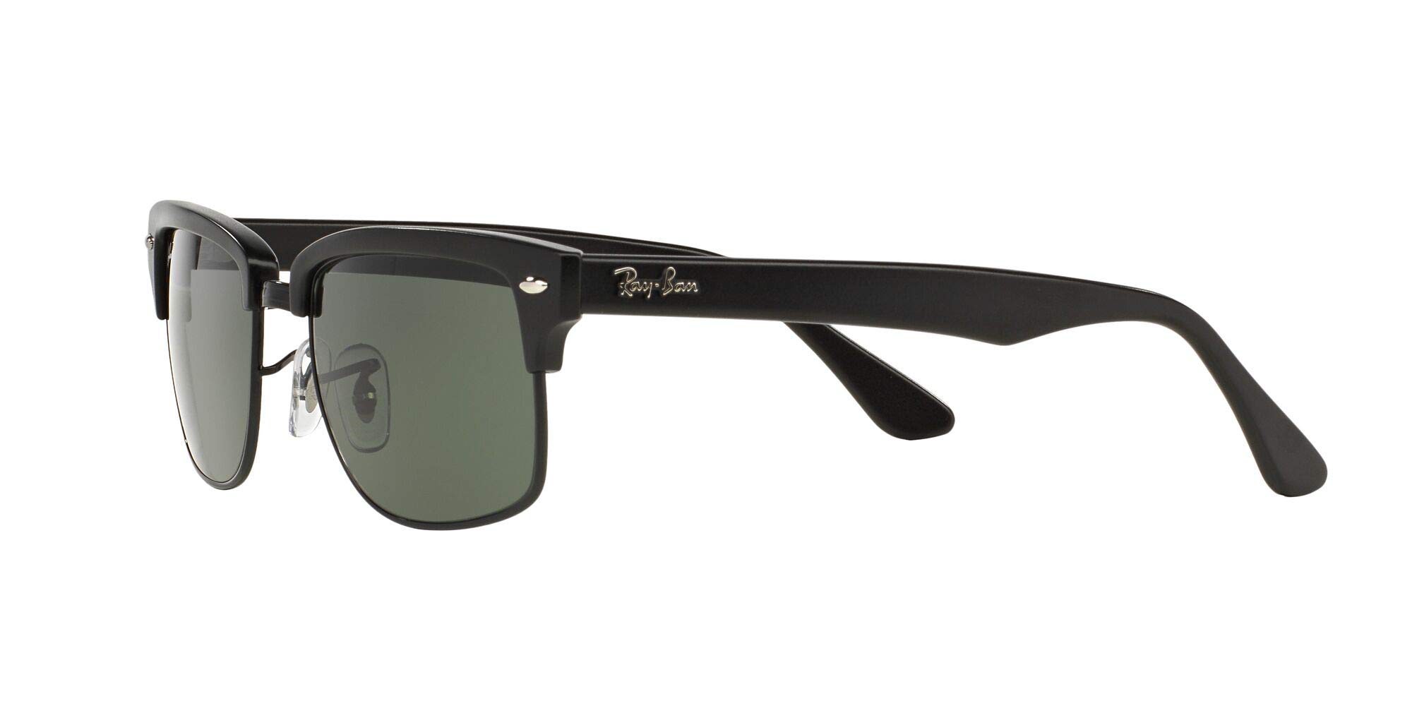 Ray-Ban RB4190 Clubmaster Square Sunglasses, Demigloss Black/Black/CRYstal Green, 50 mm