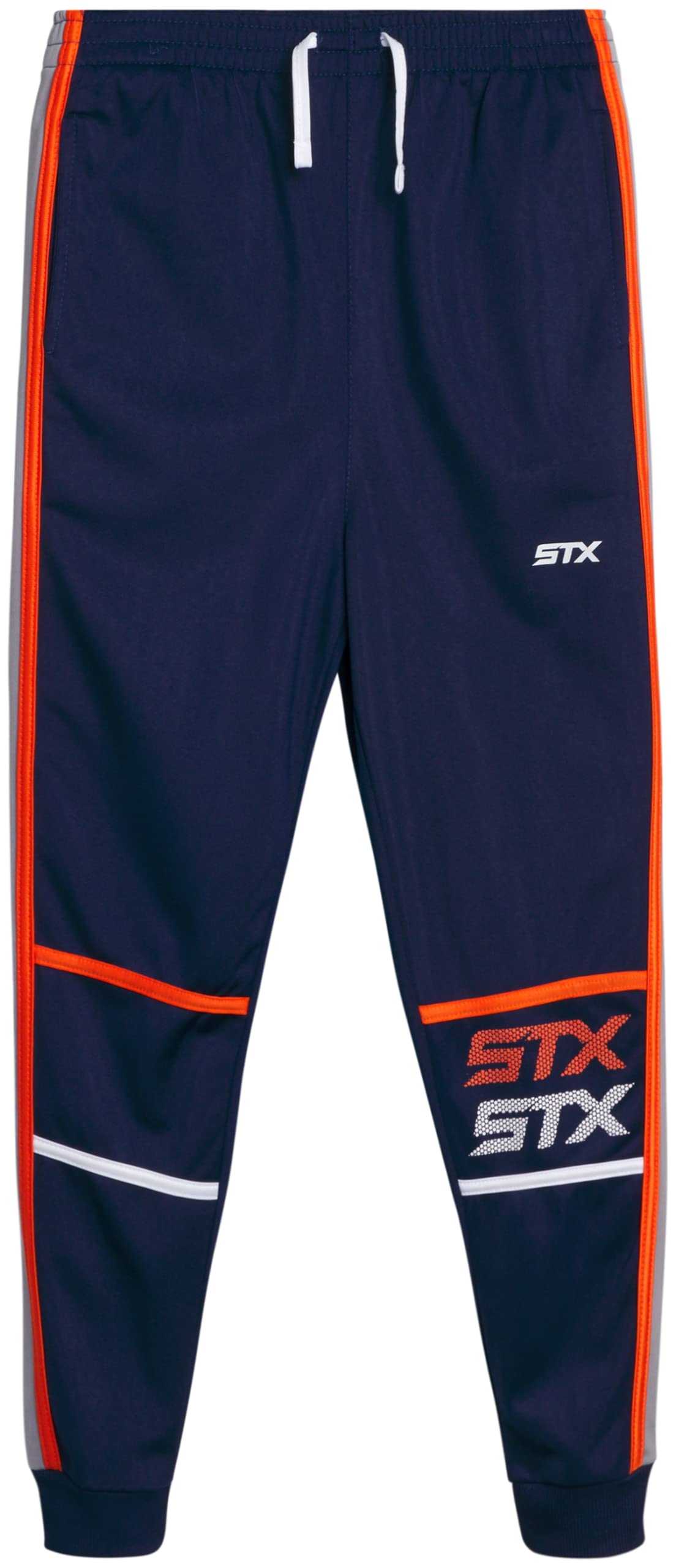 STX Boys' Track Pants - 2 Pack Performance Tricot Sport Jogger Sweatpants (4-16), Size 14/16, Navy/Grey