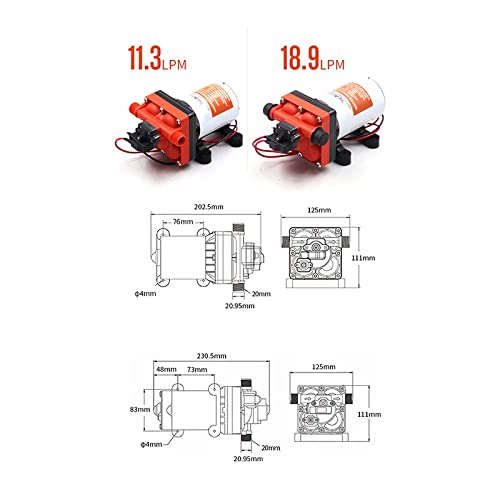 XuuSHA Hand Bilge Pump Diaphragm Pump 24V SFDP2-050-055-42 Self-Priming Pump Automatic Pump Marine Bilge Pump Automatic (Voltage : 24V)
