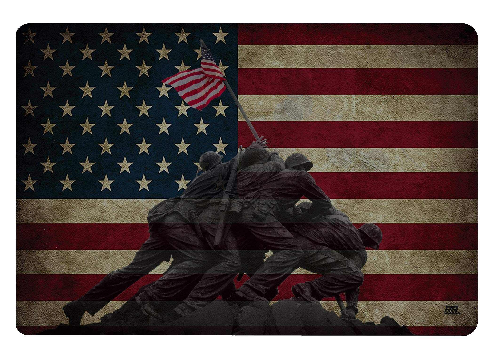 Rogue River Tactical Iwo Jima Memorial USA American Flag Gun Cleaning Mat Bench Pad Gift for Gun Owner Patriotic Military Veteran
