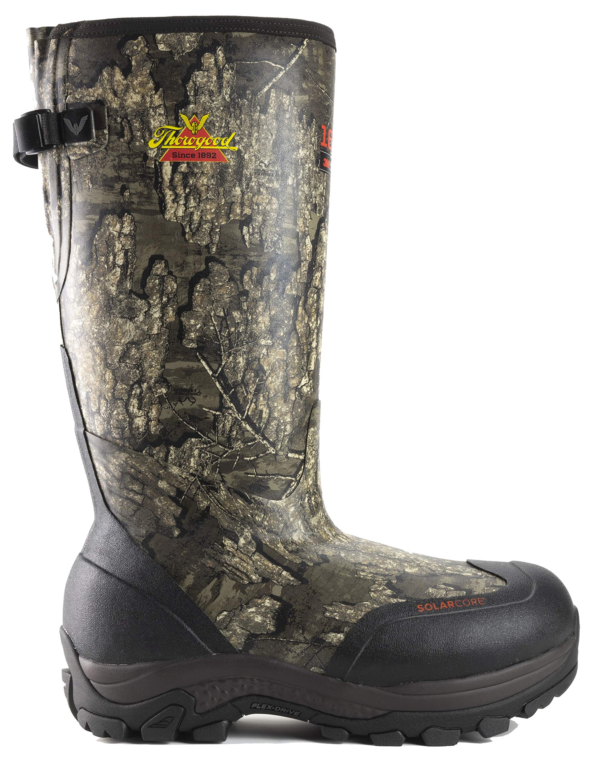 Thorogood Infinity FD 17” Waterproof Insulated Hunting Boots for Men - Realtree Timber Camo Neoprene with 1600g Thinsulate and Self-Cleaning Traction Outsole, Camo - 8 M US