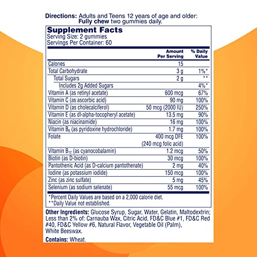 ONE A DAY Teen Multi+ Immunity Defense Vitamins, Multivitamin Gummies With Boost of Immunity Support with Vitamins A, C, D, E, Selenium & Zinc, 120 Count