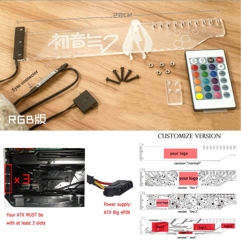 Personalized RGB Graphics Card Brace Support Aura 12V SYNC GPU Bracket - Yosy Customizable Acrylic GPU Suppport Rack Holder with Remote Control, Universal (Republic of Games)