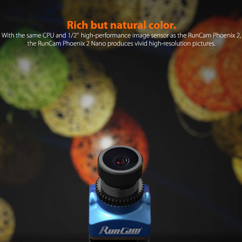 RunCam Phoenix 2 Nano FPV Camera 1000TVL FOV 155 Degree 1/2inch Super Global WDR Image Sensor Mini Cam with 2.1mm Lens 4:3 16:9 Switchable for RC FPV Racing Drone Quadcopter