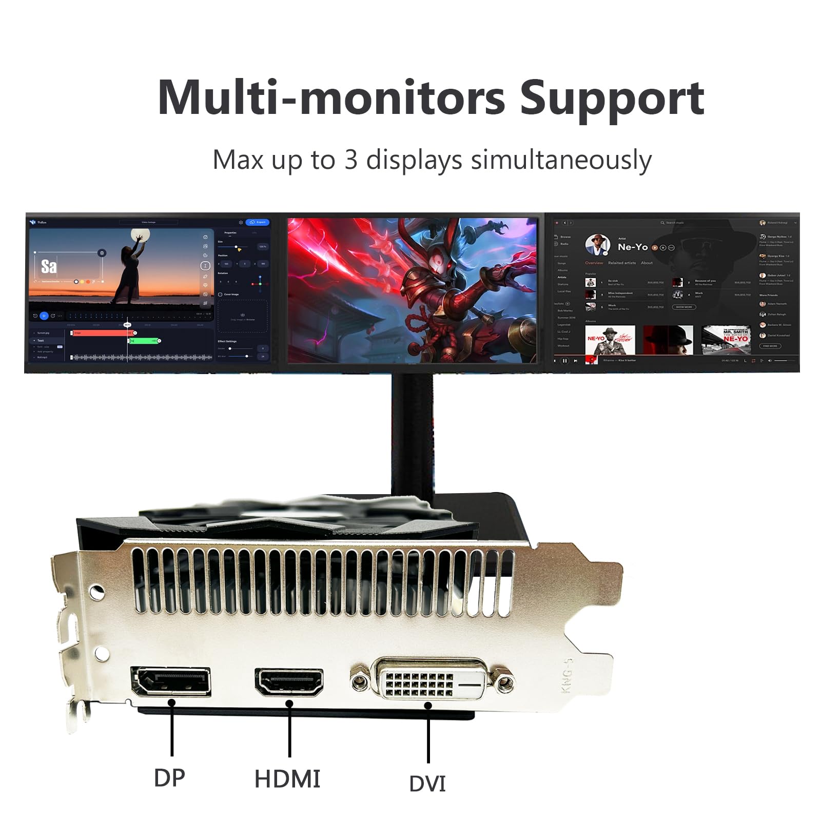 QTHREE SAPLOS Radeon RX 560 4GB GDDR5128-Bit Computer Graphics Card,DisplayPort,HDMI,DVI,Video Card for PC Gaming GPU,PCI Express 3.0 x8,DirectX 12,Support 4K