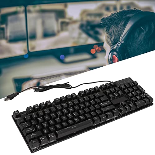 Zyyini Mechanical Keyboard, 104 Keys RGB Mechanical Gaming Keyboard, Suspended Keycap, Comfortable Touch USB Wired Keyboard for PC Computer Gaming Office