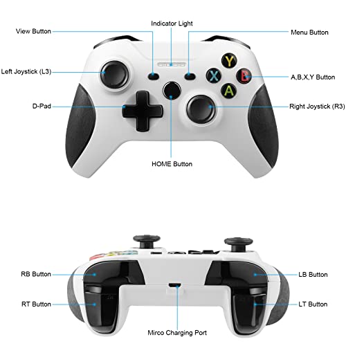 PomisGam Wireless Controller Compatible with Xbox One - 2.4GHz Game Controller Built-in Dual Vibration Gamepad Compatible with Xbox One/One S/One X/One Series X/S/Elite/PC Windows 7/8/10 (White)