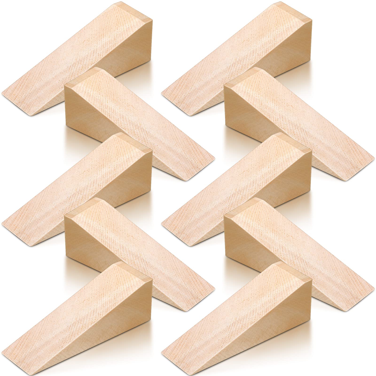 Treela Wooden Wedges for Chair Caning Supplies Wood Wedge Non Slip Wood Door Wedge Tool Triangle Wood Block for Chair Caning Door Stop, 3.94 x 1.18 x 1.18 Inch(10 Pieces)