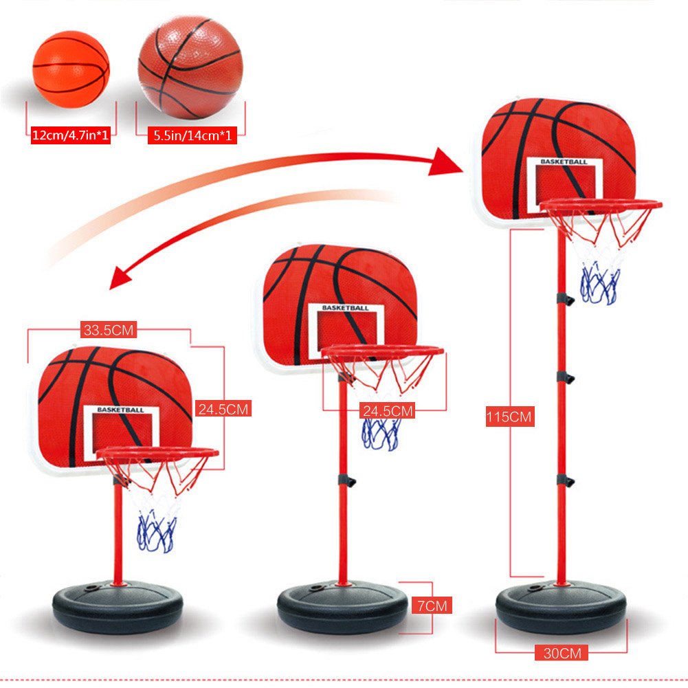 PELLOR Kids Portable Basketball Hoop Height Adjustable Stand Backboard Basketball System