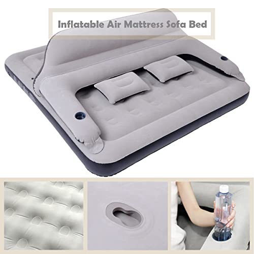 Tialoer King Size Inflatable Air Mattress Sofa Bed for Camping with Adjustable Back Sofa(No Air Pump)