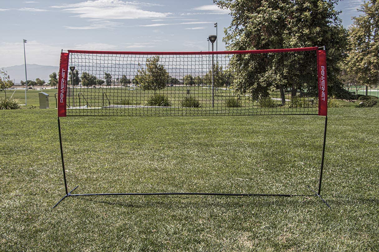 PowerNet Portable Badminton Pickleball Net, 10ft Wide, 3ft to 5ft Adjustable Height, Recreational Use, Driveway, Indoor, Outdoor, Beach, Street, Backyard, Ultra Portable