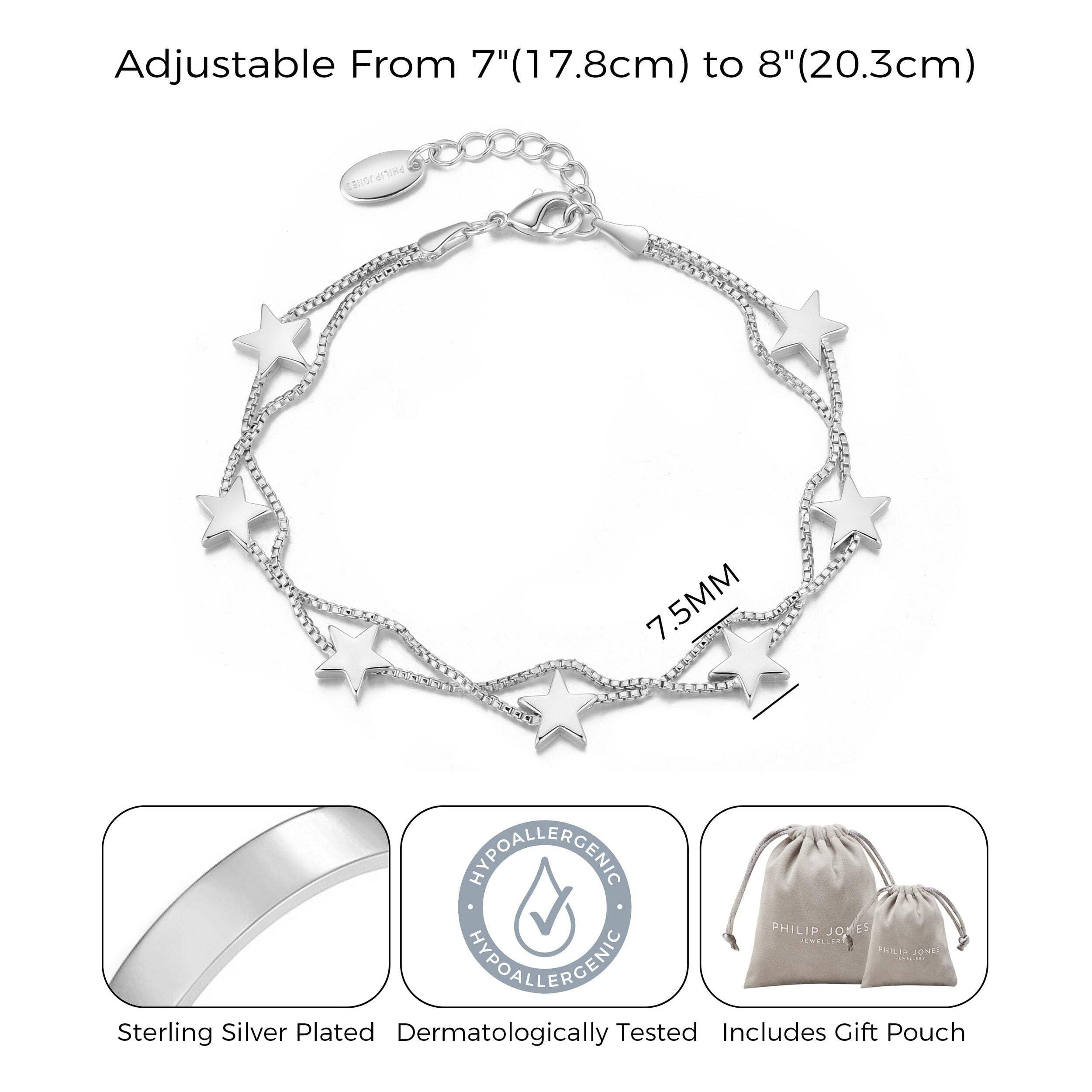 Philip Jones Silver Plated Star Bracelet