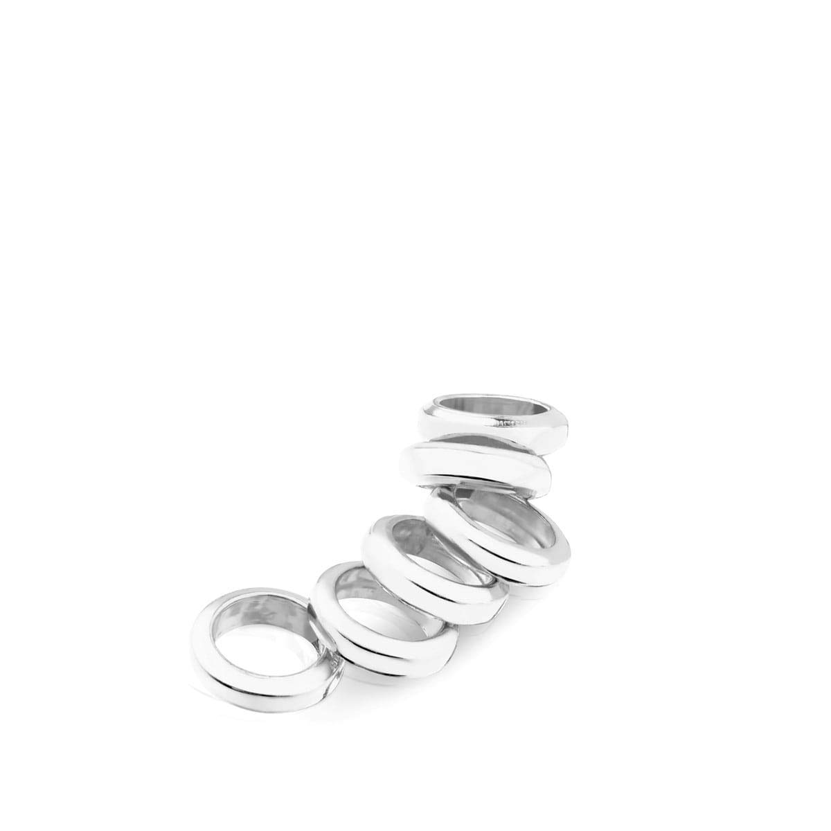 TOUS Pack of 6 Silver Chokers rings