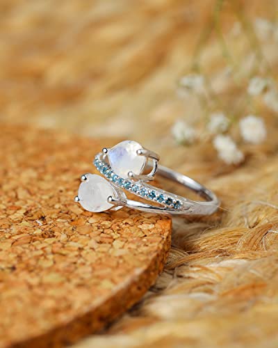 YoTreasure 1.96 Ct. Moonstone London Blue Topaz 925 Sterling Silver Engagement Ring