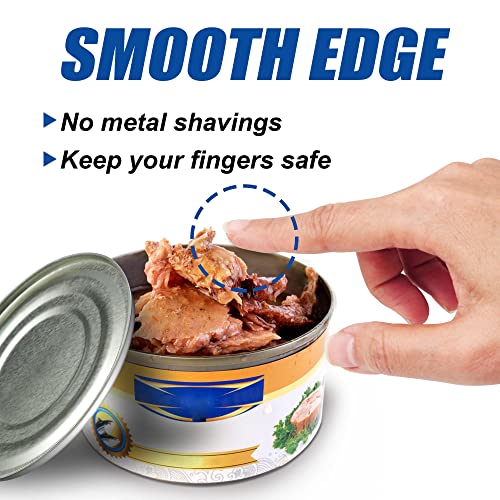 PrinChef Safety Can Opener Smooth Edge, Built-in Bottle Opener | Rust Proof Can Opener Manual, with Sharp Blade| Handheld Can Openers Heavy Duty, Side Cut Design, Easy and Safe to Use, Black