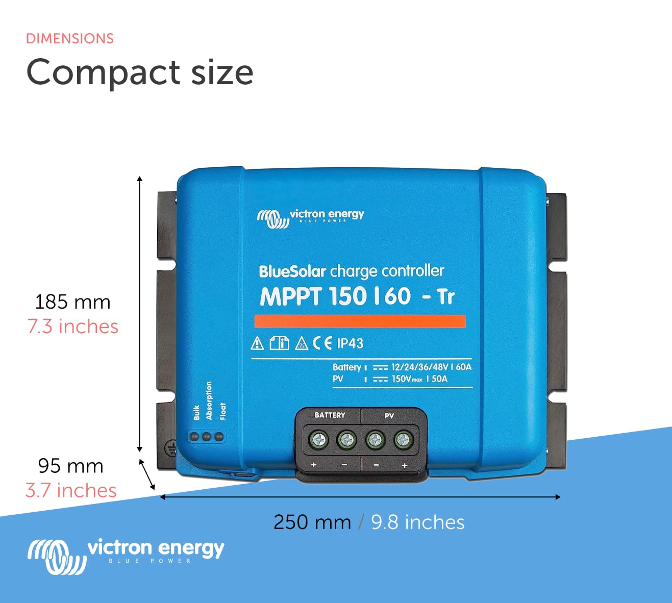 Victron Energy BlueSolar MPPT TR 150V 60 amp 12/24/36/48-Volt Solar Charge Controller