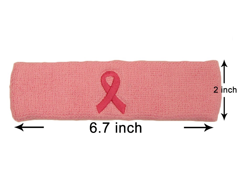 Pink Breast Cancer Awareness Ribbon Embroidery Headband(Head Sweatband) - Ribbon