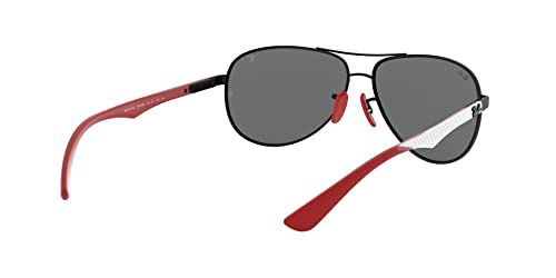 Ray-Ban RB8313M Scuderia Ferrari Collection Aviator Sunglasses, Black/Grey Mirrored Silver, 61 mm