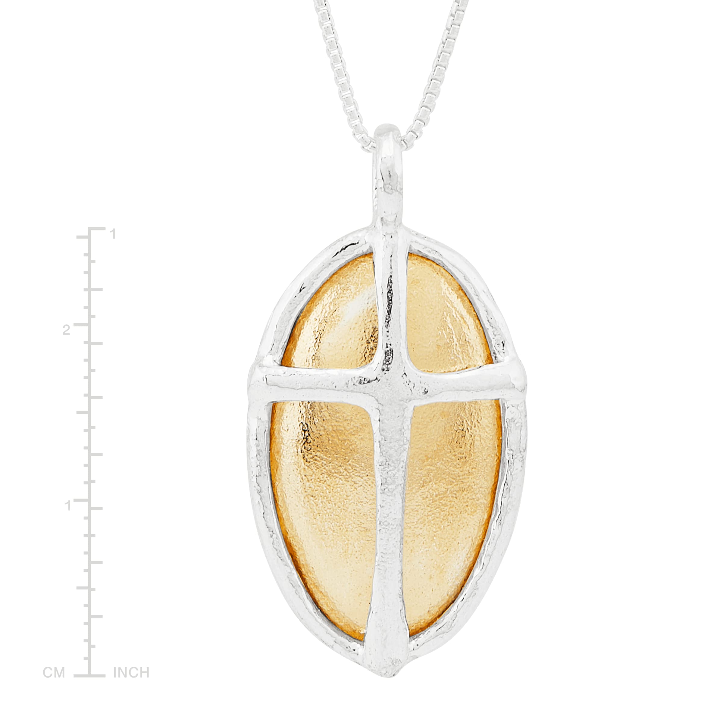 Silpada 'Golden Cross' Sterling Silver with 14K Yellow Gold Plating Pendant Necklace, 16" + 2"