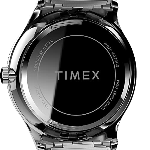 Timex Men's Modern Easy Reader 40mm Watch โ Silver-Tone Case Black Dial with Stainless Steel Expansion Band