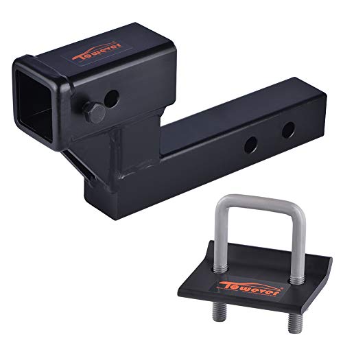 Towever 84122 Receiver Hitch Extender with 4" Drop/Rise, 9" Extension with 84703 Trailer Hitch Tightener
