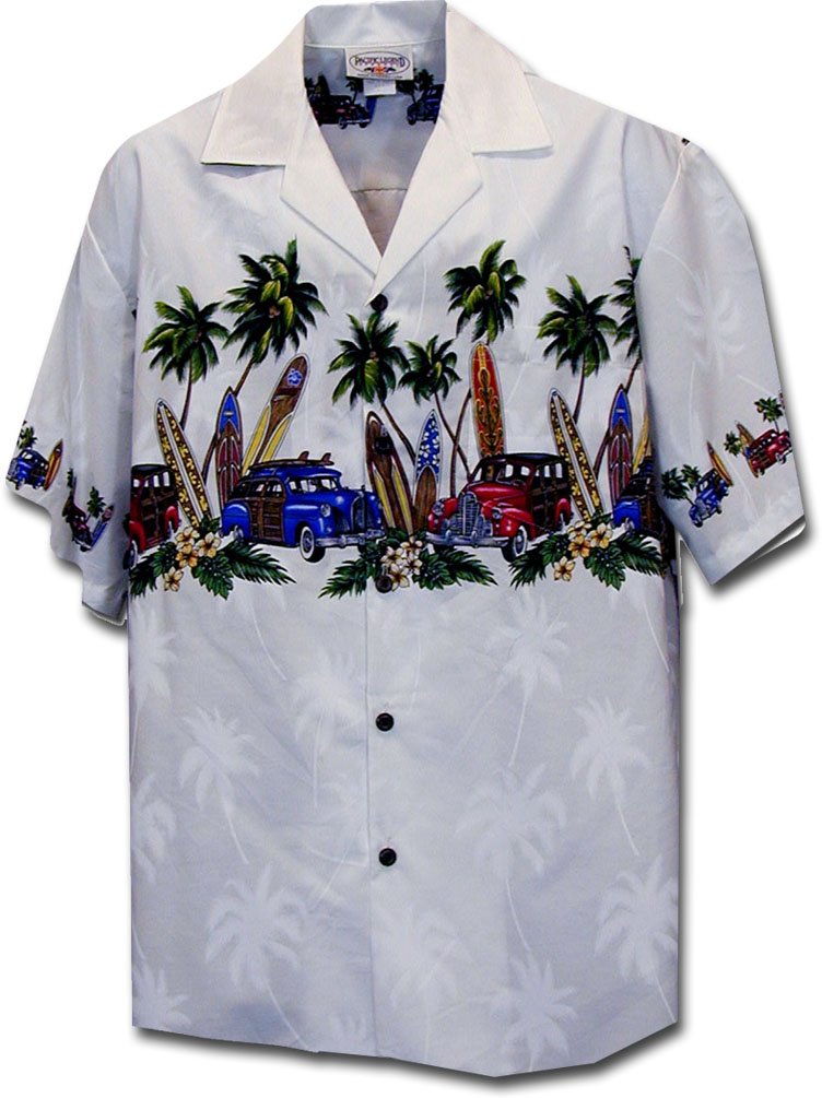 Pacific Legend Island Woodies Hawaiian Camp Shirts White 3XL 440-3313