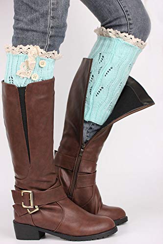 OUR SUPER DEALS 6 Pack Women Crochet Knitted Button Lace Trim Boot Cuffs Leg Warmer Socks