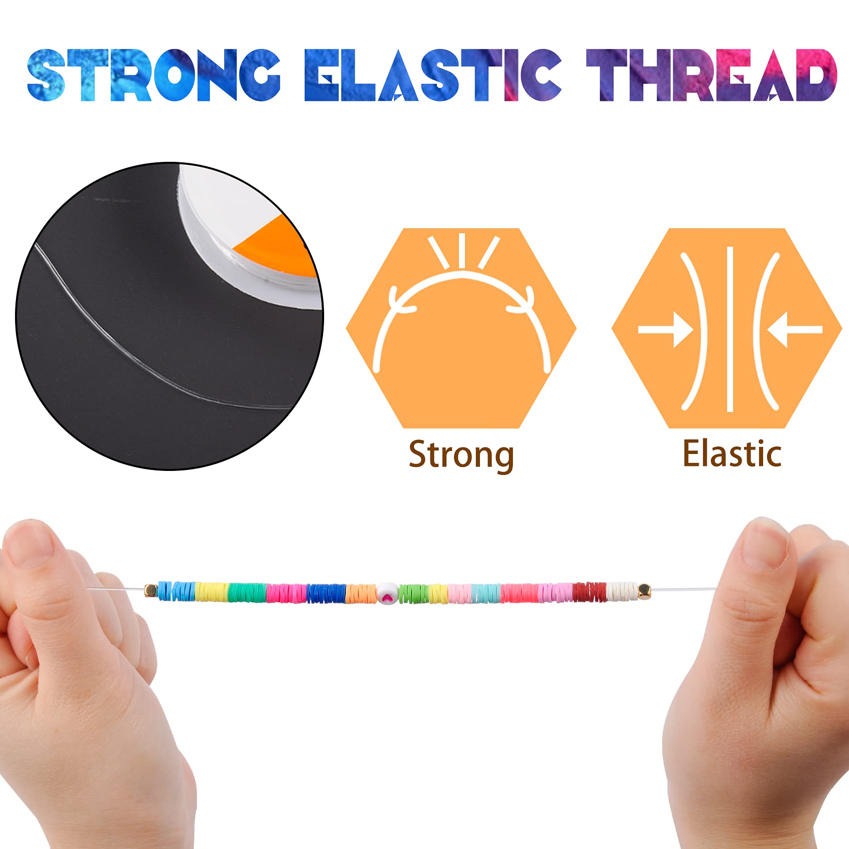 Suhome 6000 Pcs Clay Beads for Bracelets Making, 24 Colors 6mm Flat Round Polymer Clay Spacer Beads with Elastic String