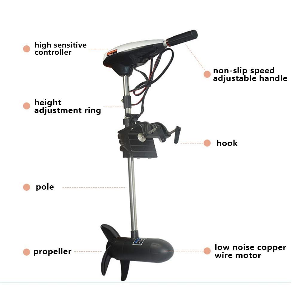 RANZHIX Trolling Motor 12V 65 lbs Shaft Bow Mount Electric Trolling Motor with Propeller for Inflatable Boats Fishing Boat