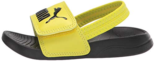 PUMA unisex child Popcat 20 Backstrap Slide Sandal, Puma Black-sulphur Spring, 8 Toddler US