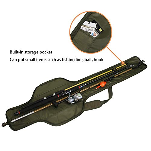 Portable Fishing Rod Bag Multifunctional Tool Storage Organizer Fishing Accessories Supplies with Adjustable Shoulder Strap and Zipper
