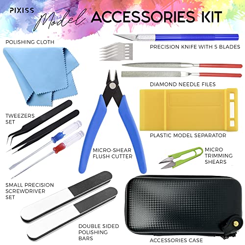 Testors Model Paint and Pixiss Model Accessory Kit - 10 Rich Enamel Paints - Fast Drying - Adheres to Plastic, Paper, Metal - Includes Essential Tools for Gundam, Model Cars, DnD Miniatures