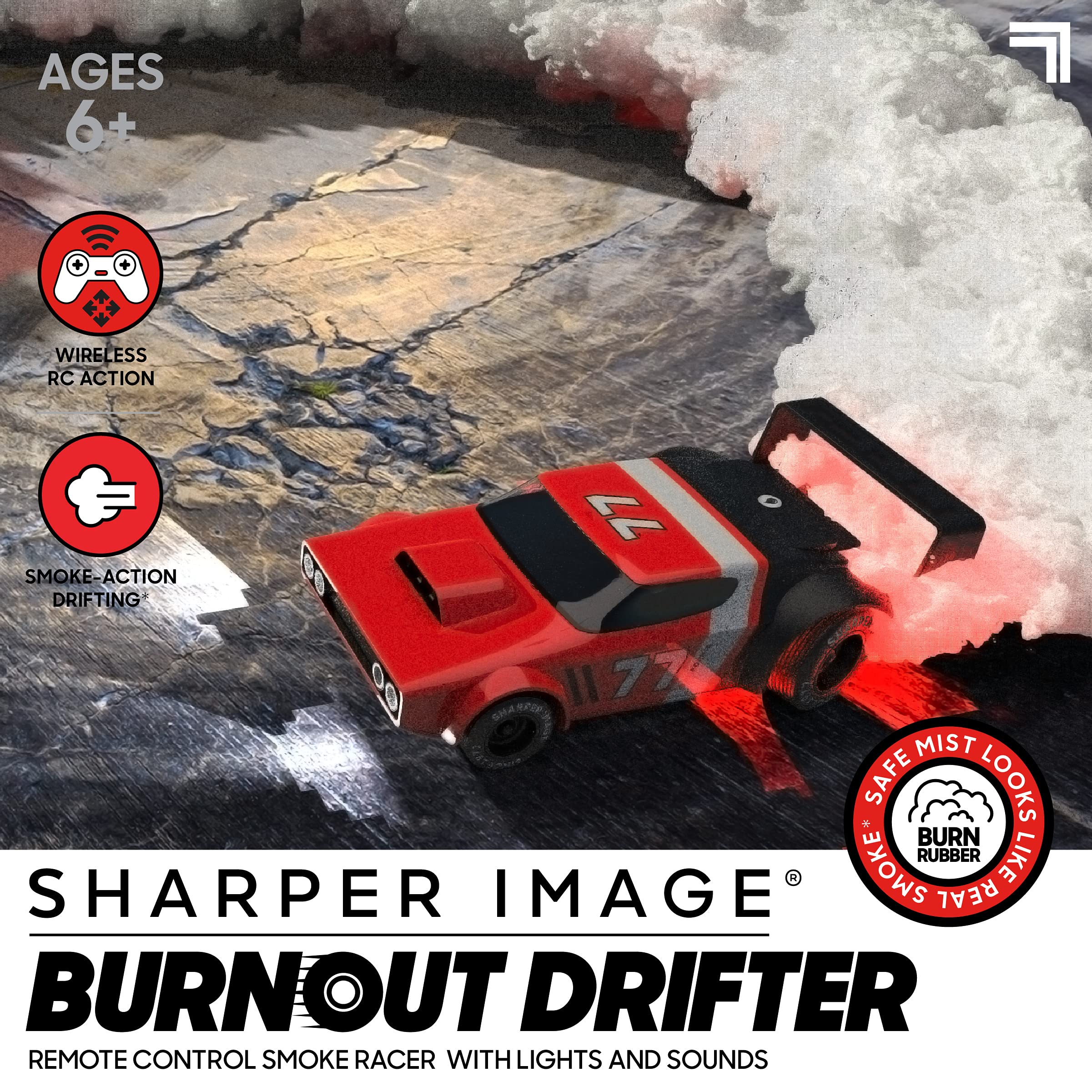 Sharper Image Night Riders Wireless Remote-Control Drifting Race Car with LED Lights and Smoking Tires