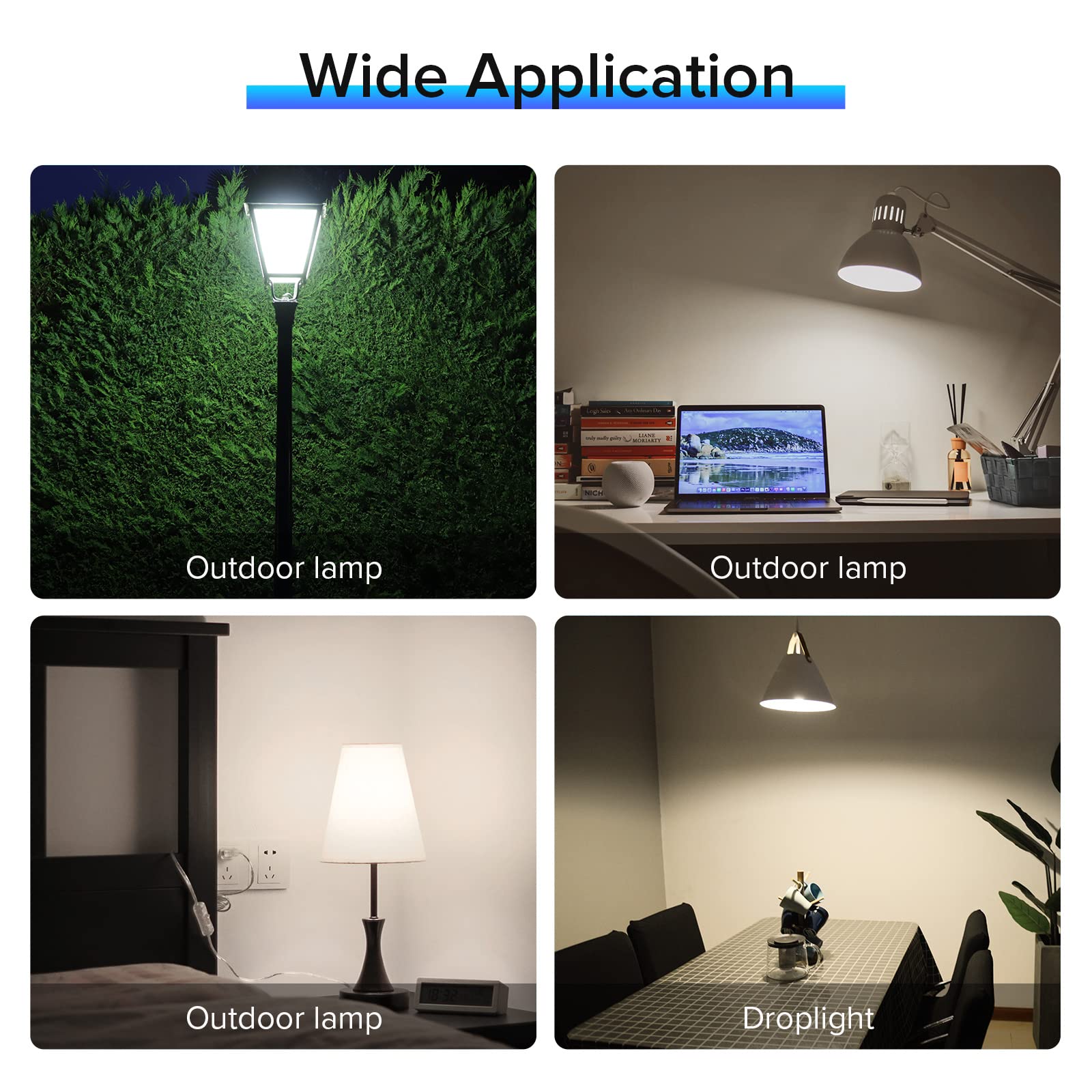 SGLEDs 4 Pack A19 Enclosed Fixture LED Bulb 150W Equivalent 5000K Bright White 2200 Lumens Light Bulb 16W Bulbs Non-Dimmable E26 Base
