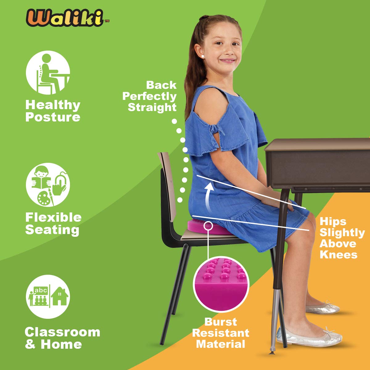 WALIKI Toys Children's Wobbly Cushion, Alternative Classroom Seating | Inflatable Core Disc Seats for School (Pump Included, 12β/30CM) (Pack of 4)