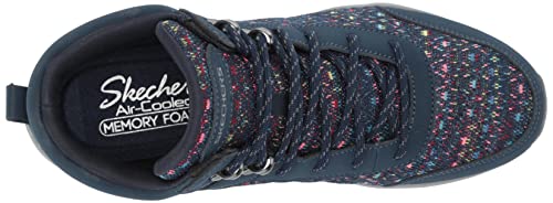 Skechers Women's Lace up Boot Hiking, Navy Multi, 8