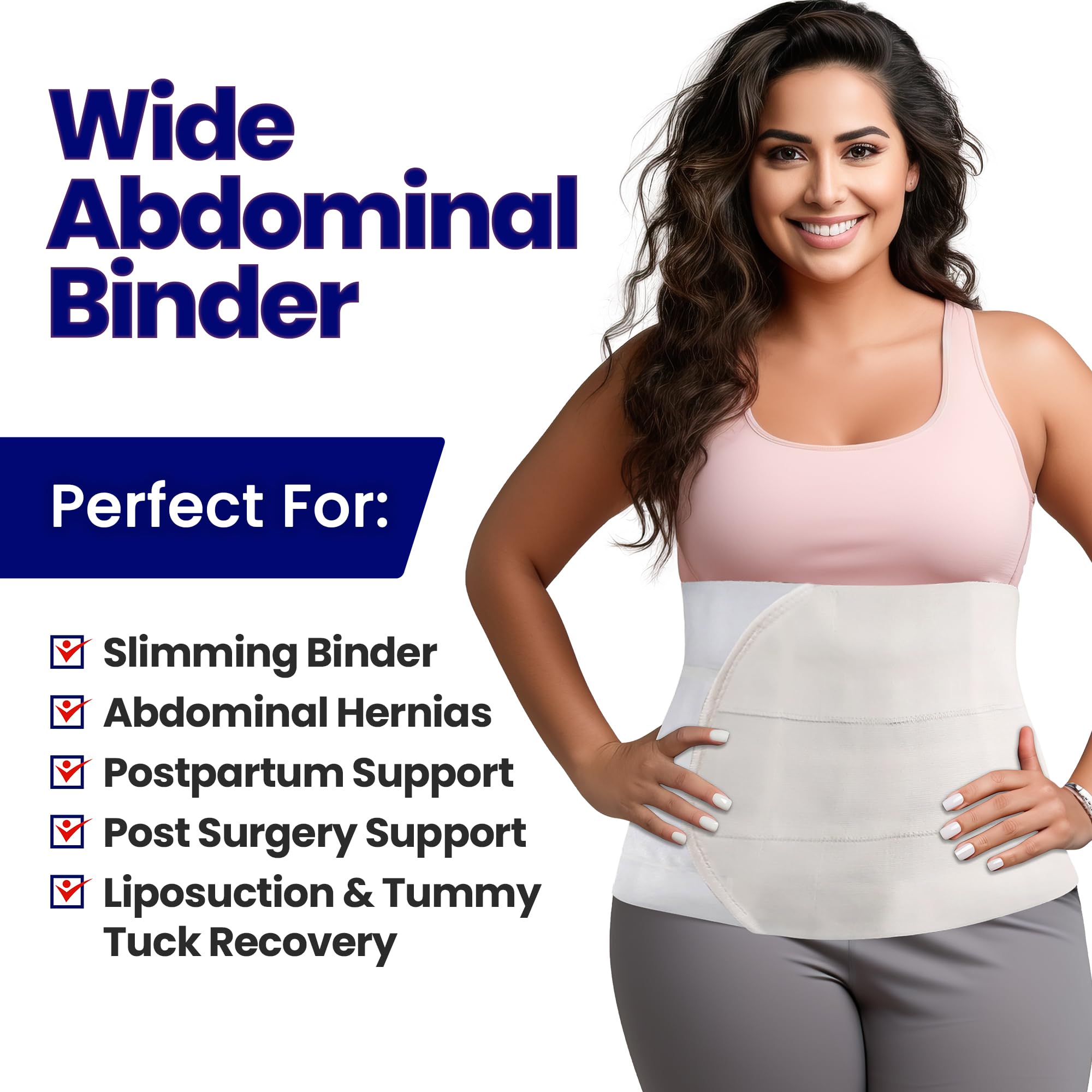 Plus Size Abdominal Binder Post Surgery Tummy Tuck | Postpartum Belly Band Wrap | Post C Section Belly Binder | Stomach Compression Hernia Belt For Men or Women After Pregnancy, Hysterectomy (XXL/3XL)