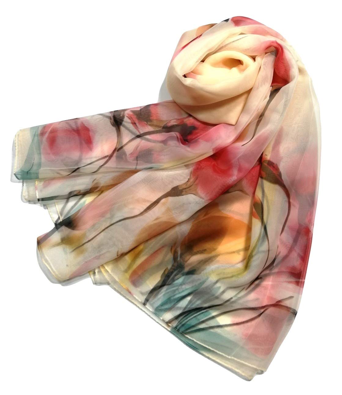 Shanlin Super Large Silk Feel Flower Floral Scarves for Women in Gift Box (Tulips-Yellow)