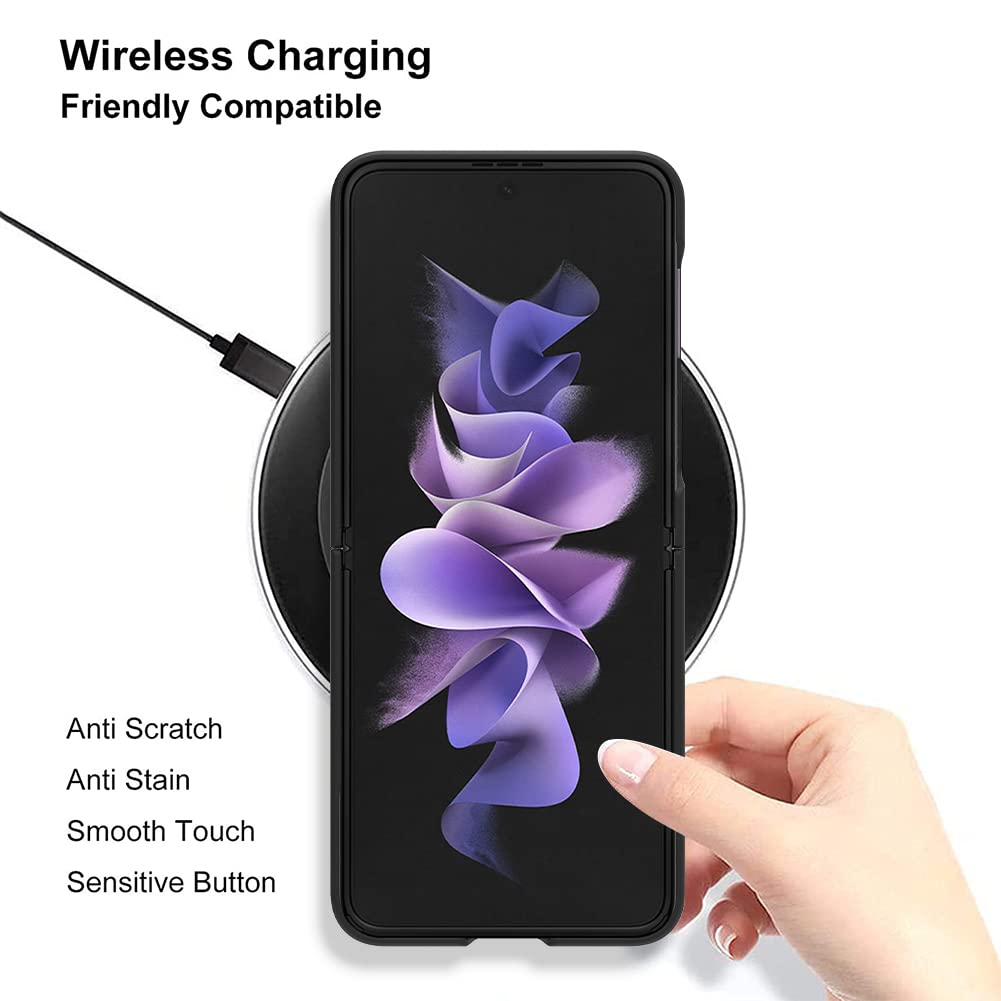 OOK Samsung Galaxy Z Flip 4 Case Glitter Purple Butterfly Nebula Space Design Hard PC+Soft TPU Bumper Anti-Slip Ultra Thin Cover Protective Shockproof Case for Galaxy Z Flip 4 (Purple Butterfly)