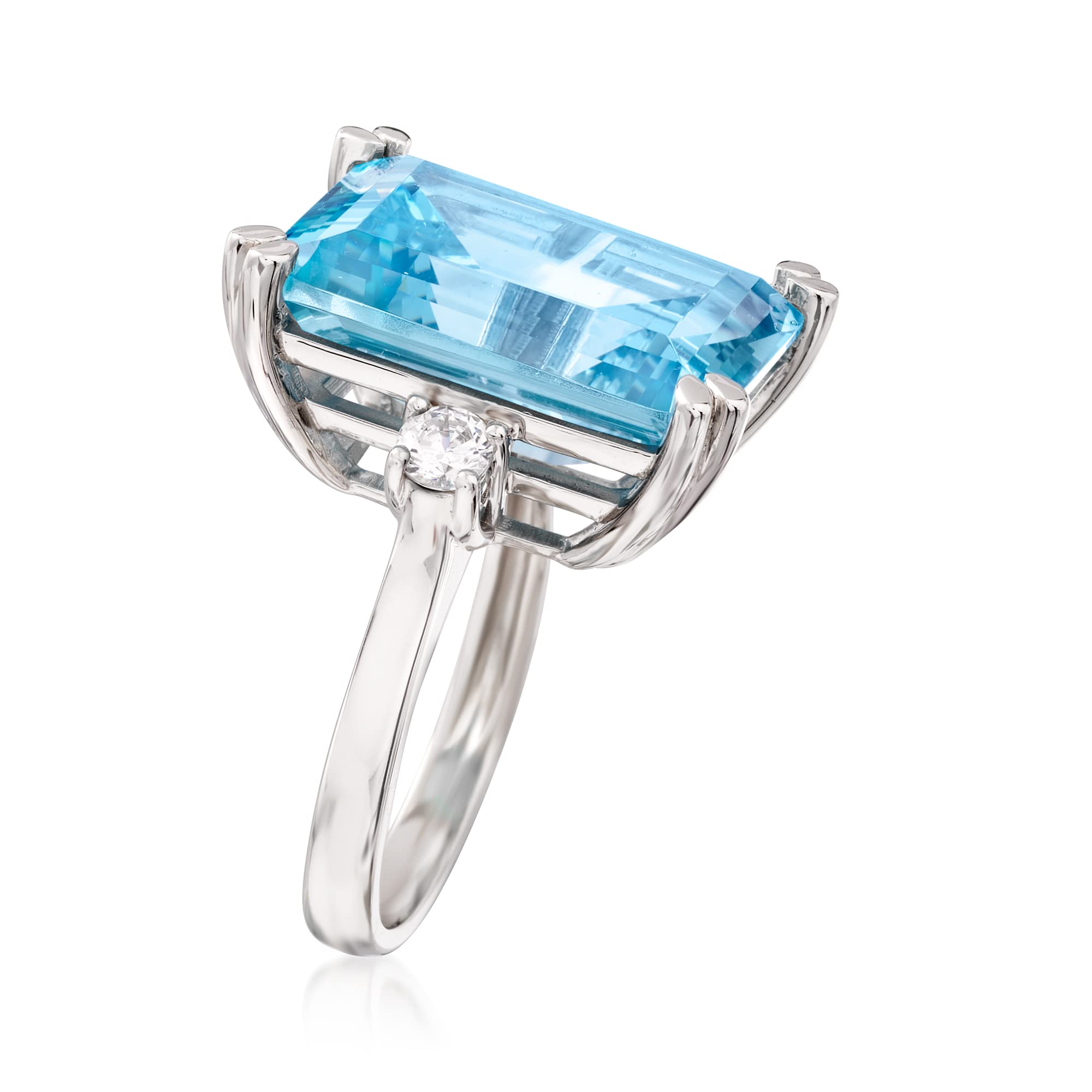 Ross-Simons 17.30 ct. t.w. Blue and White CZ Ring in Sterling Silver. Size 7