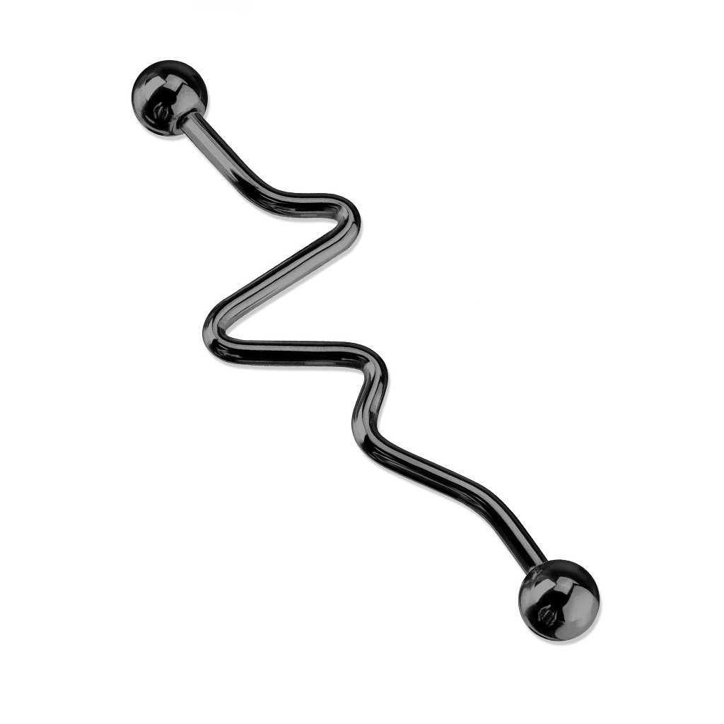 Pierced Owl 14GA 316L Surgical Steel Zig Zag Industrial Barbell (Rainbow)