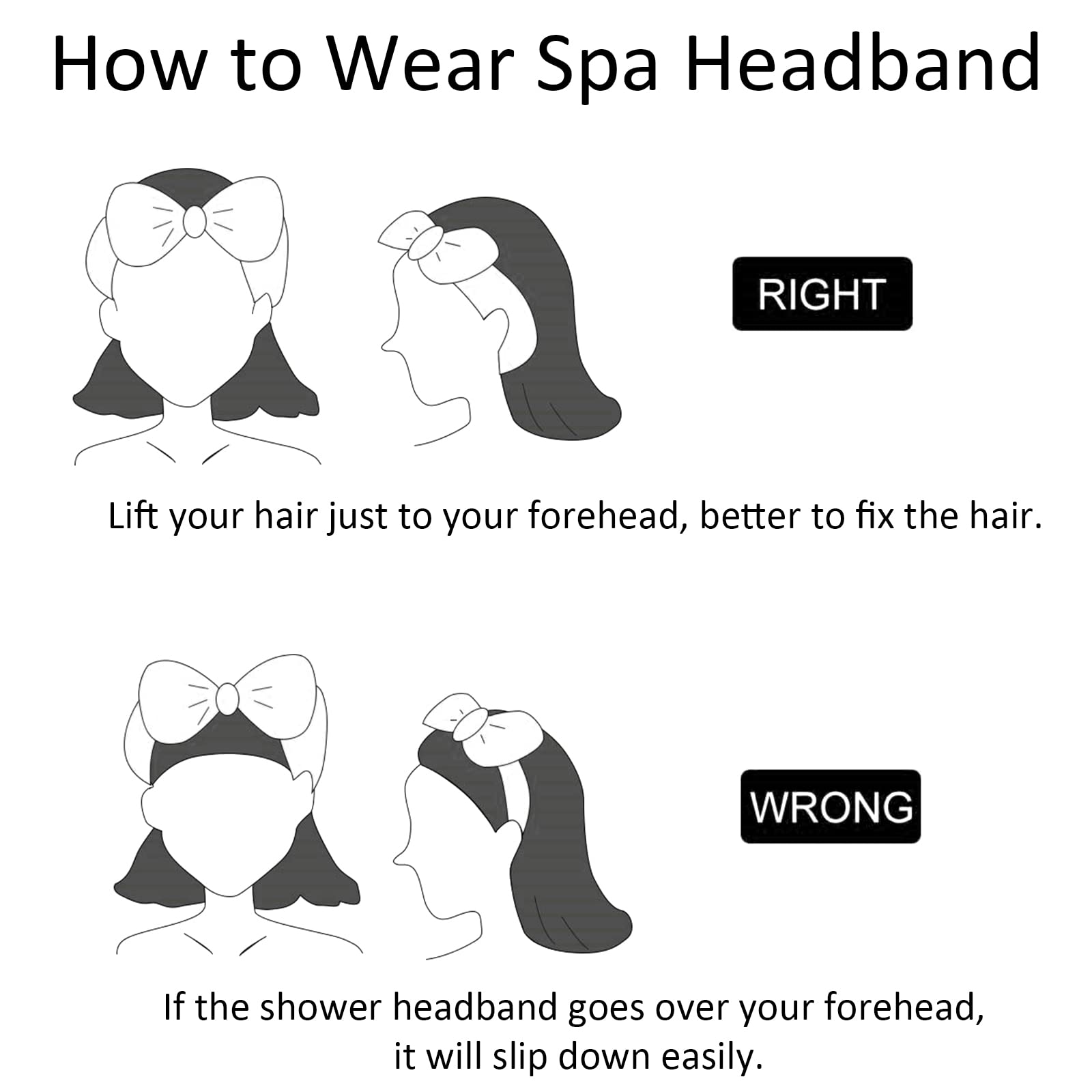 Ondder Spa Headband for Washing Face 8 Pack White Skincare Headbands for Women Girls Terry Cloth Cute Bow Head Bands for Makeup