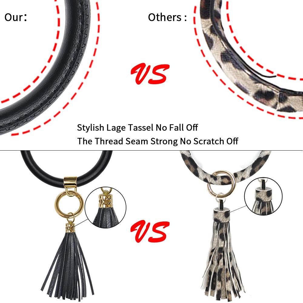 SHANSHUI Key Ring Bracelet,Keychain Bangle Wristlet Bracelet Tassel Card Key Holder Women