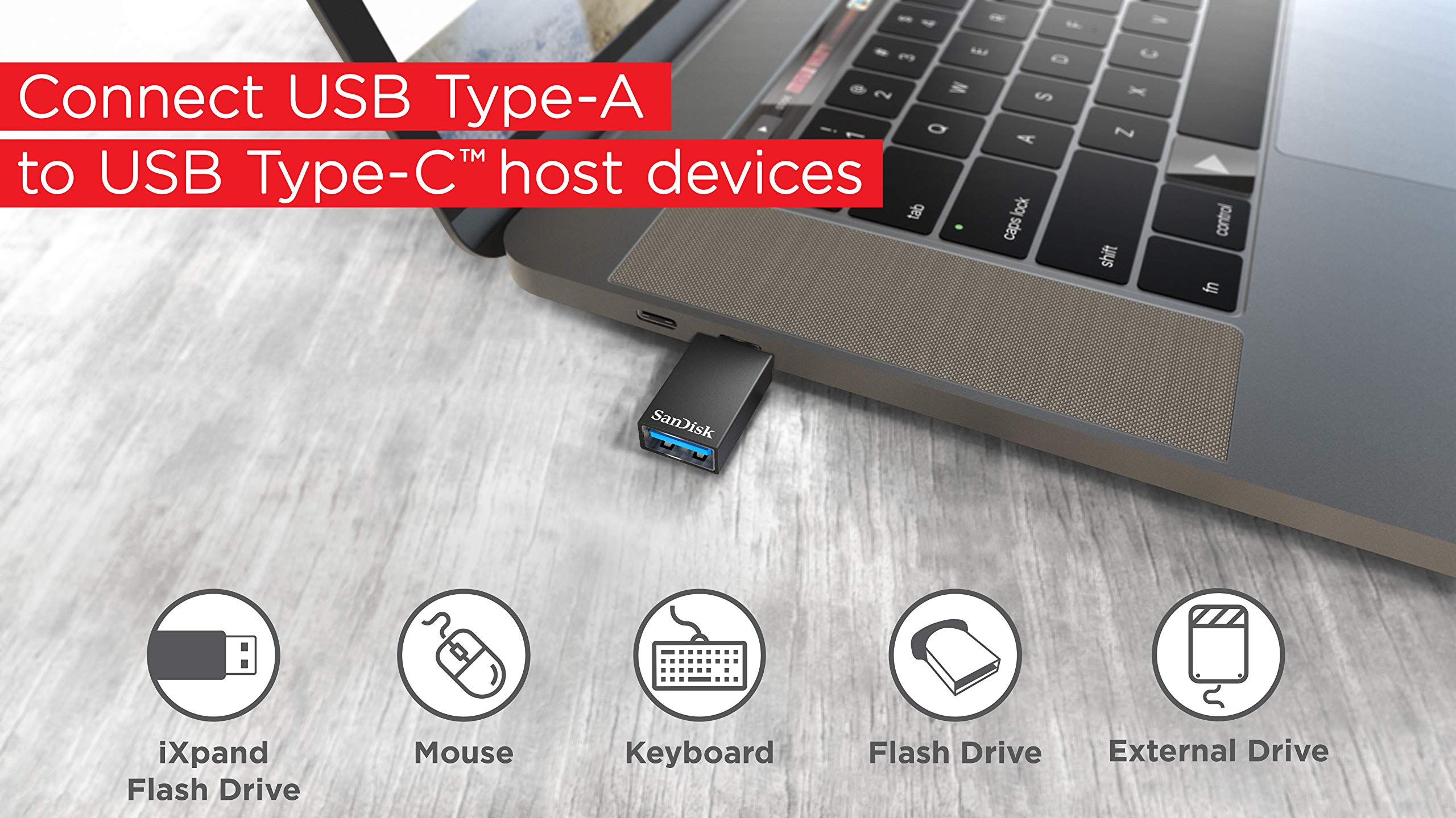SanDisk 128GB iXpand Flash Drive Go with SanDisk USB-A to USB-C Adapter - SDIX60N-128G-GZFFE