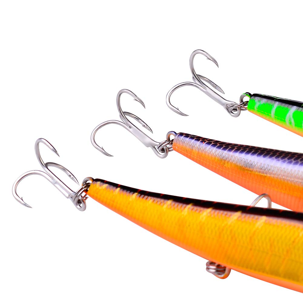 PROBEROS Minnow Bass Fishing Lures - Jerkbait Sinking Lure Set Hard Baits Crankbait for Trout Catfish Musky Bluegill Fishing Plug 6Pcs/kit