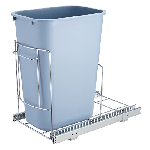 VEVOR Pull-Out Trash Can, Adjustable fits cans up to 9" x 19.5", Bin Not Include, Under Mount Kitchen Waste Container with Slide and Handle,Requires a 13.4" W x 21.2" D x 17.7" H Cabinet Opening