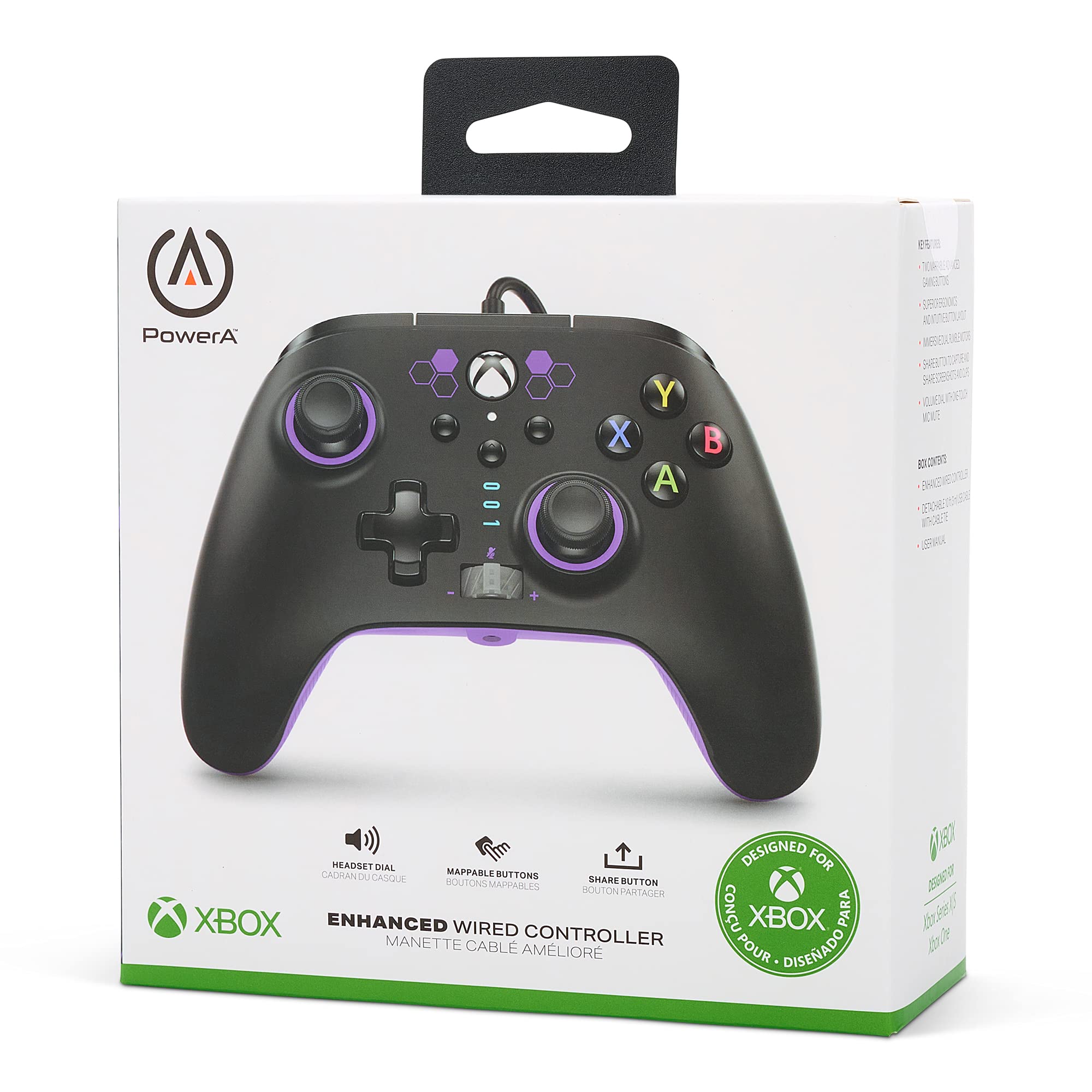 PowerA Enhanced Wired Controller for Xbox Series X|S - Purple Hex, Gamepad, Wired Video Game Controller, Gaming Controller, Xbox Series X|S - Xbox Series X (Renewed)