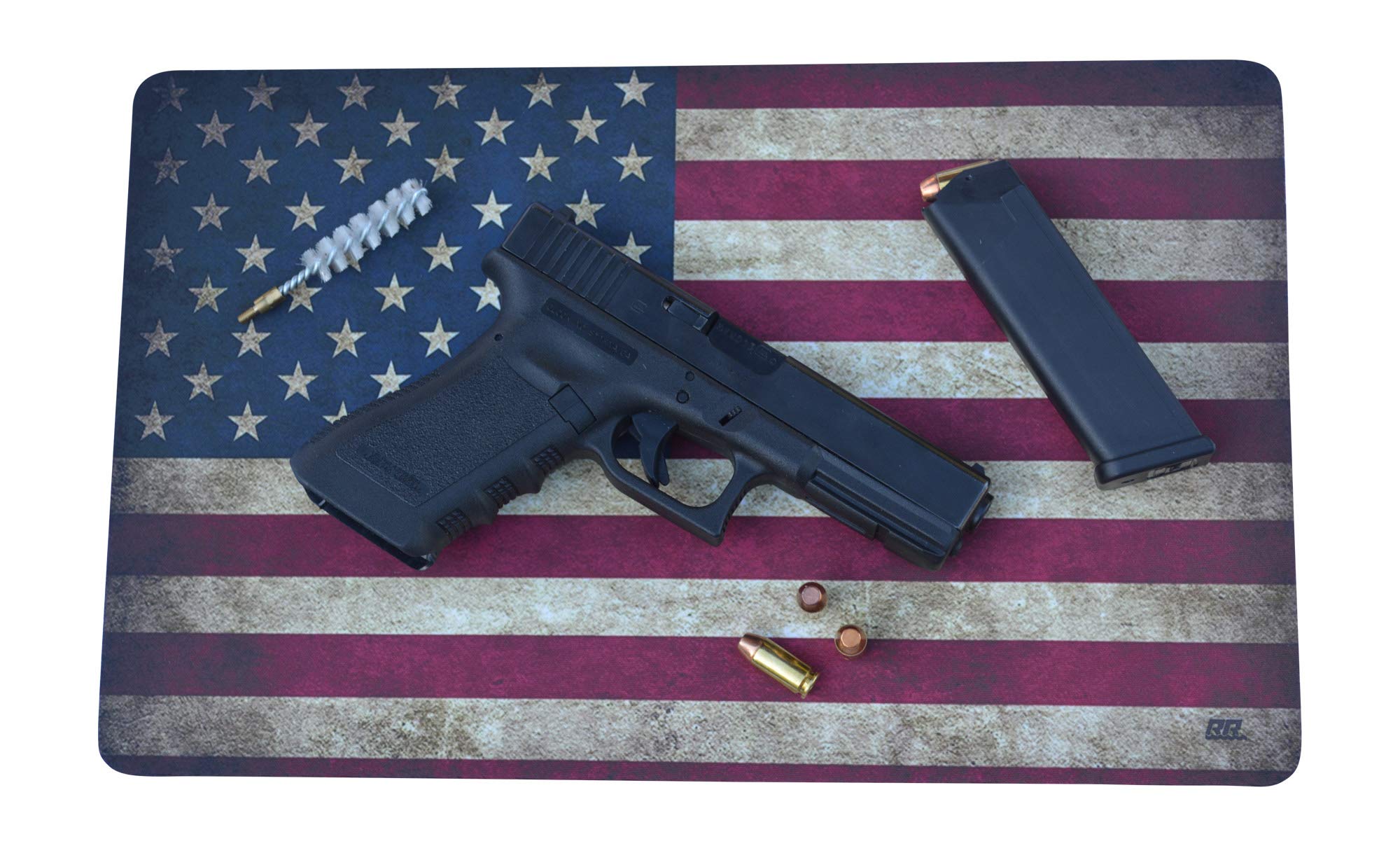 Rogue River Tactical Tattered USA American Flag Gun Cleaning Mat Bench Pad Gift for Gun Owner Patriotic